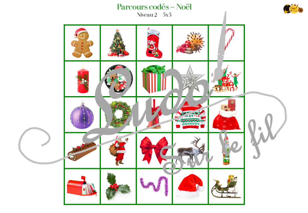 Suis les parcours codés - Noël - Ludo Sur Le Fil
