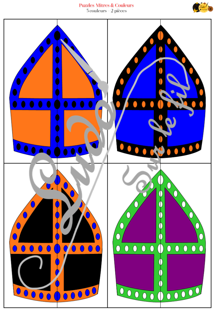 Puzzles - Mitres de saint Nicolas et Couleurs - Ludo Sur Le Fil