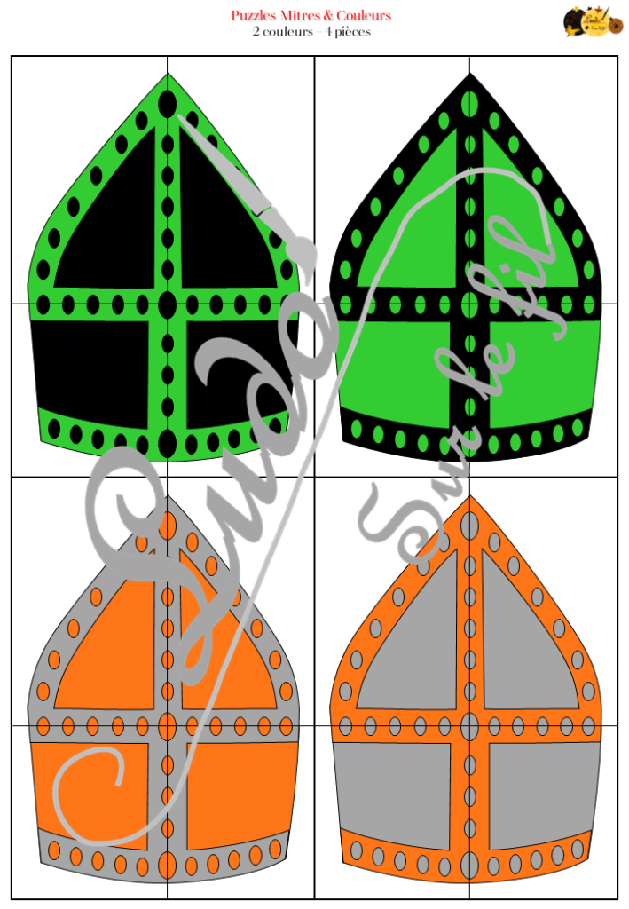 Puzzles - Mitres de saint Nicolas et Couleurs - Ludo Sur Le Fil