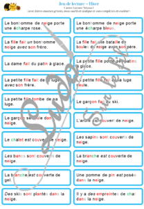 Jeu de lecture - Hiver - Ludo Sur Le Fil