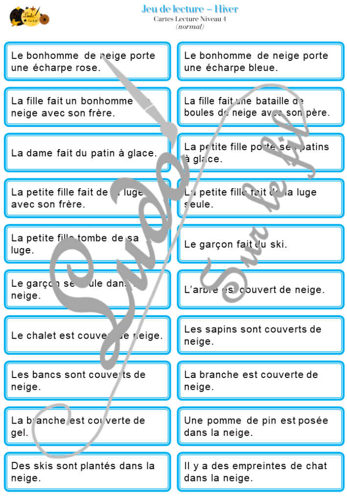 Jeu de lecture - Hiver - Ludo Sur Le Fil
