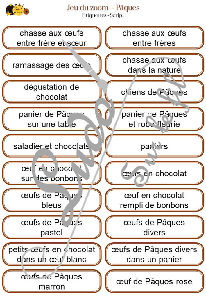 Jeu du Zoom - Pâques - Ludo Sur Le Fil
