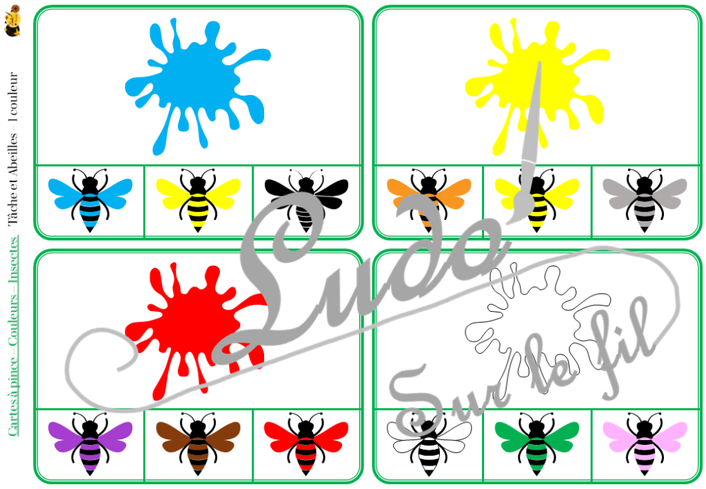 Cartes à pince - Couleurs & Insectes - Ludo Sur Le Fil