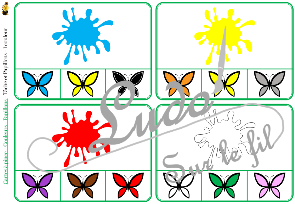 Cartes à pince - Couleurs & Papillons - Ludo Sur Le Fil