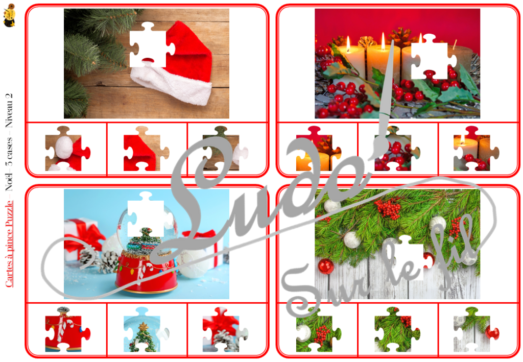 Cartes à pince - Puzzles - Noël - Ludo Sur Le Fil