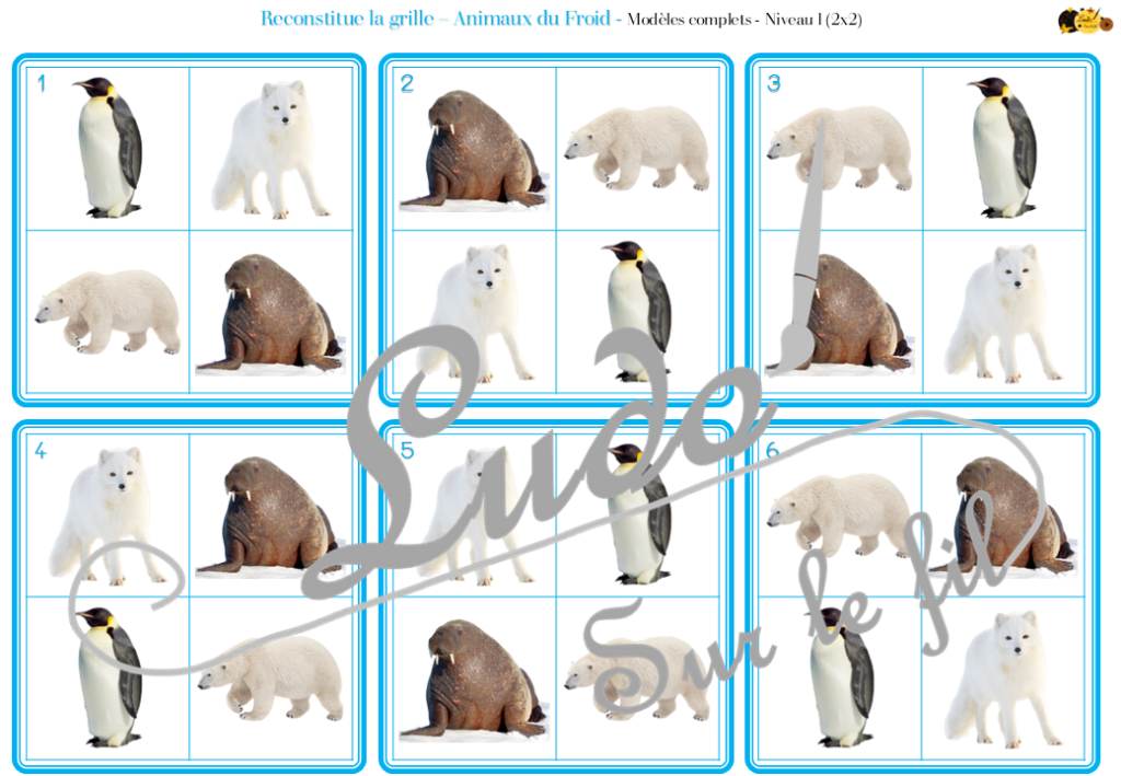 Reproduis la grille - Animaux du Froid - Ludo Sur Le Fil
