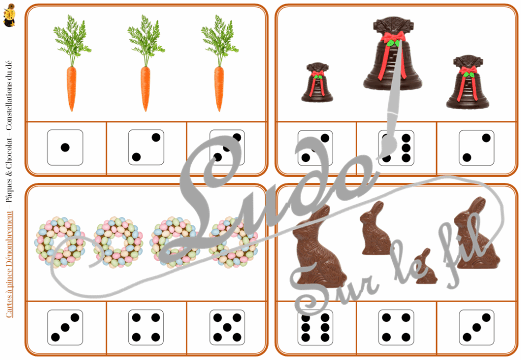Cartes à pince - Dénombrement - Pâques & Chocolat - Ludo Sur Le Fil