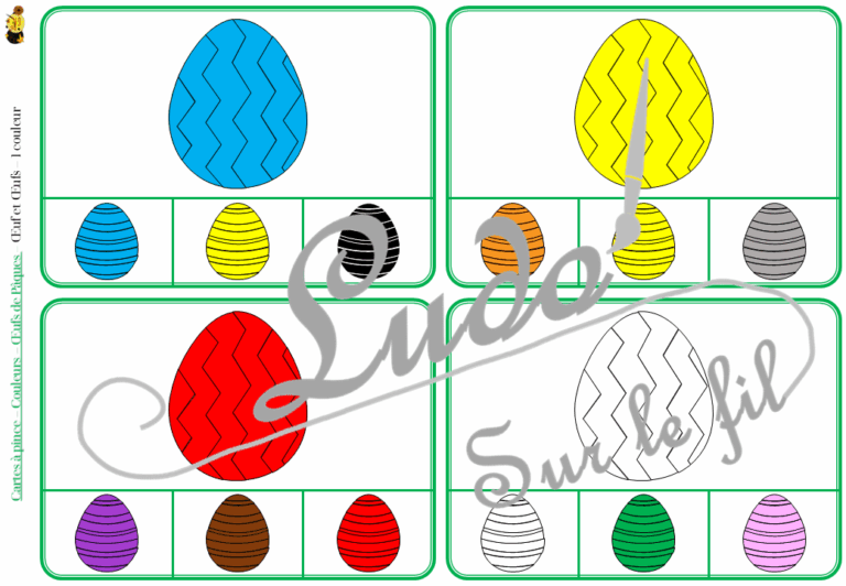 Cartes à pince - Couleurs & Oeufs de Pâques - Ludo Sur Le Fil