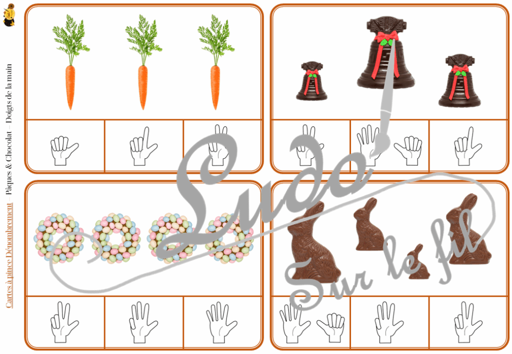 Cartes à pince - Dénombrement - Pâques & Chocolat - Ludo Sur Le Fil