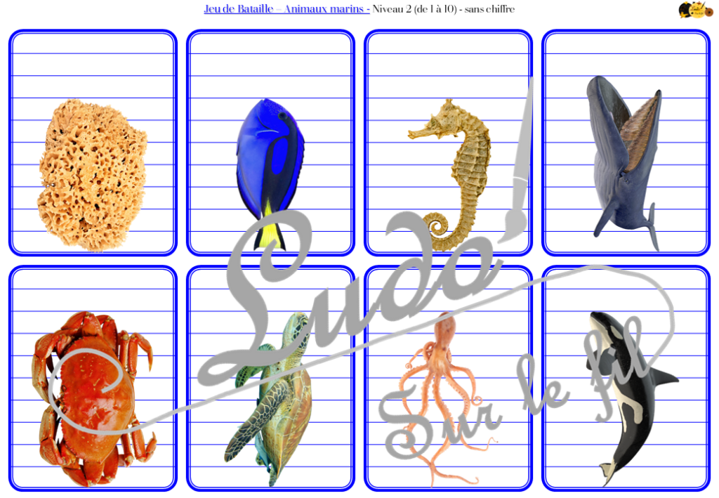 Jeu de Bataille - Animaux marins - Ludo Sur Le Fil