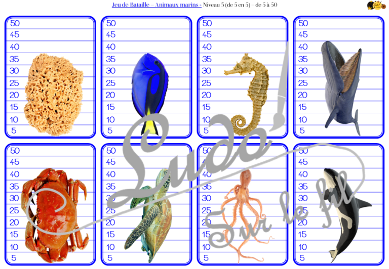 Jeu de Bataille - Animaux marins - Ludo Sur Le Fil