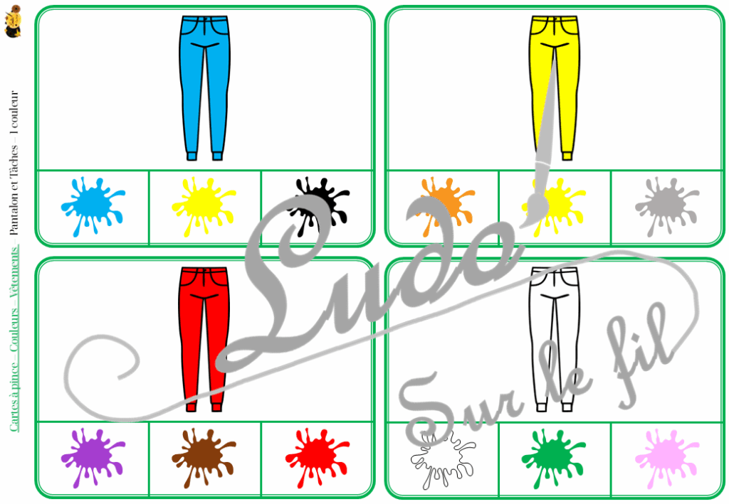 Cartes à pince - Couleurs & Vêtements - Ludo Sur Le Fil