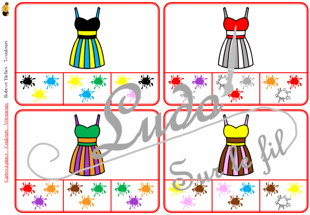 Cartes à pince - Couleurs & Vêtements - Ludo Sur Le Fil
