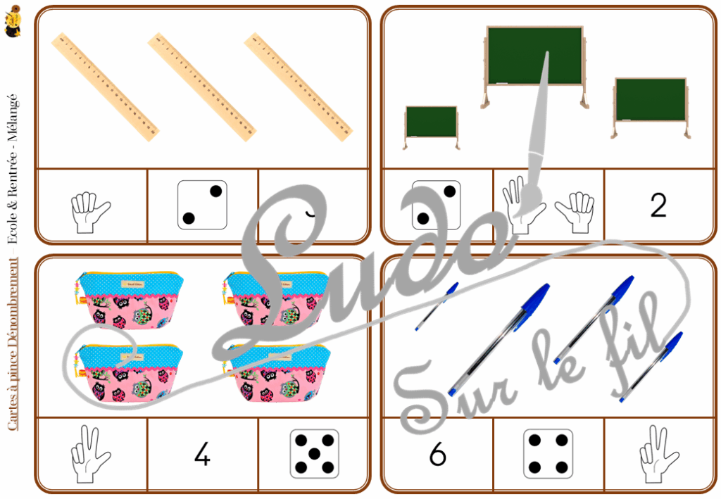 Cartes à pince - Dénombrement - Ecole & Rentrée - Ludo Sur Le Fil