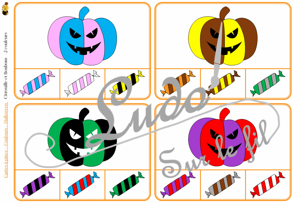 Cartes à pince - Couleurs & Halloween - Ludo Sur Le Fil